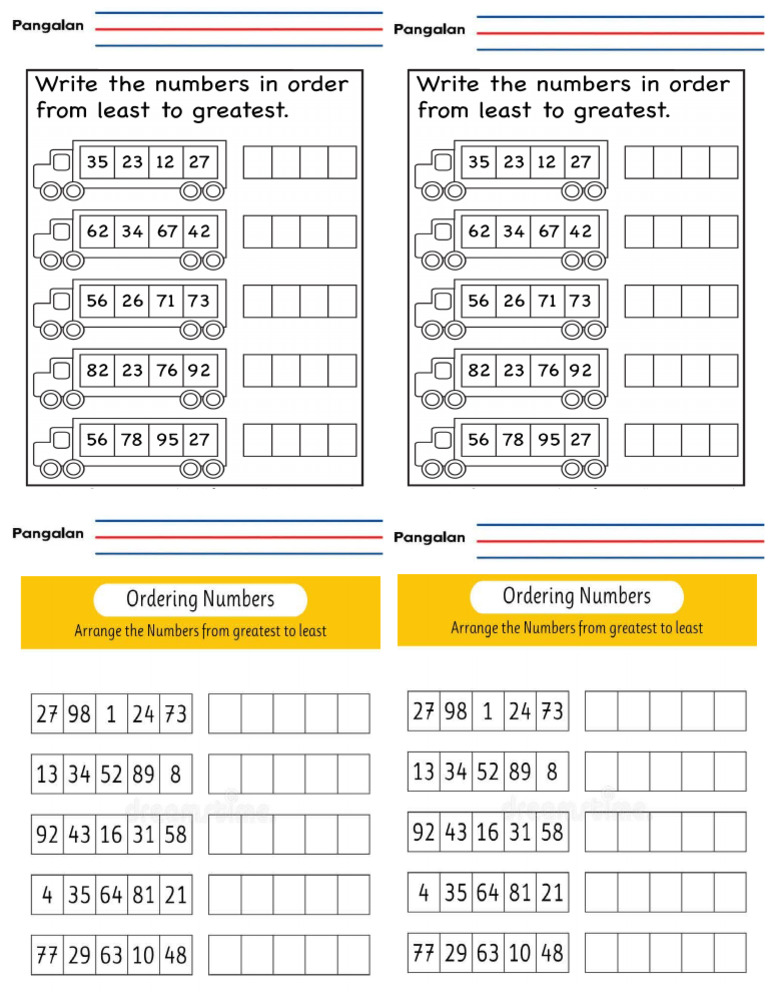 smallest to biggest and vice-versa numbers worksheets | PDF