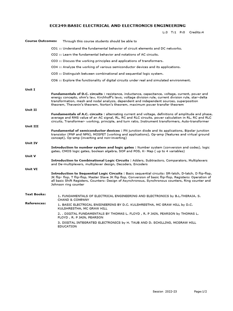 Syllabus ECE 249 | PDF | Logic Gate | Electronic Engineering