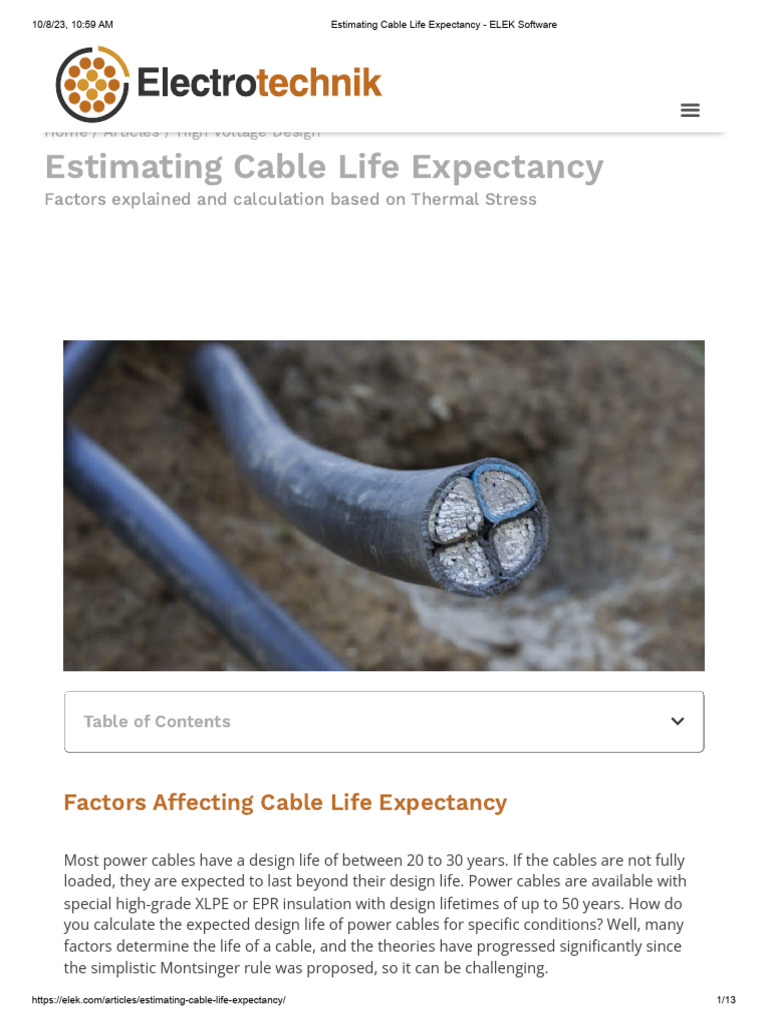 Estamating Cable Life Expectency | PDF | Insulator (Electricity) | High Voltage Direct Current