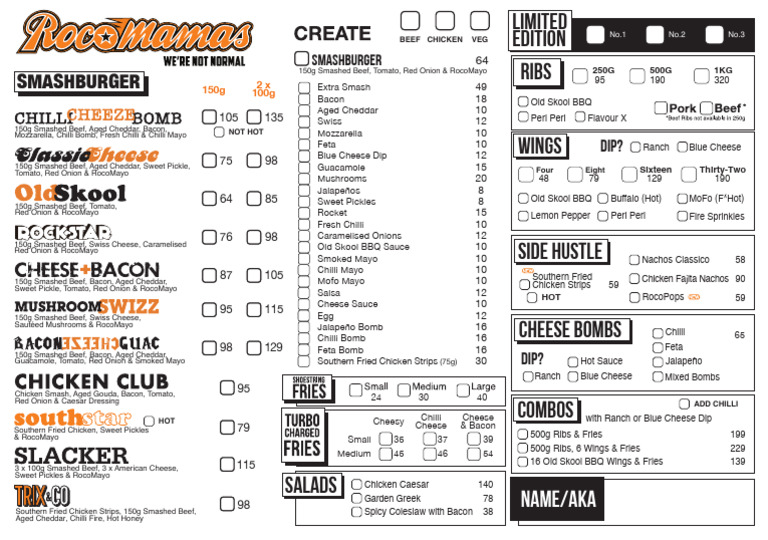 BW Rocomamas Menu 7480e61b4b | PDF | French Fries | Sauce
