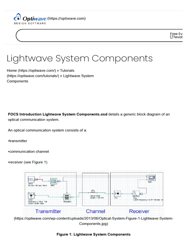 Lightwave System Components - Optiwave | PDF | Fiber Optic Communication | Low Pass Filter