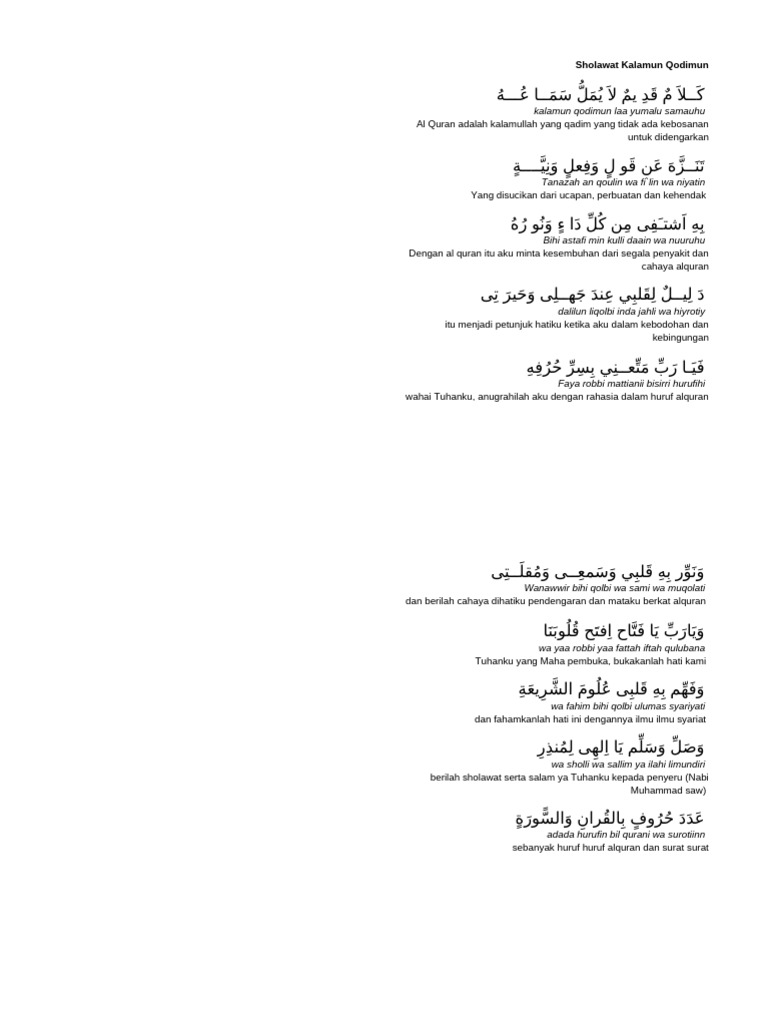 Sholawat Kalamun Qodimun | PDF