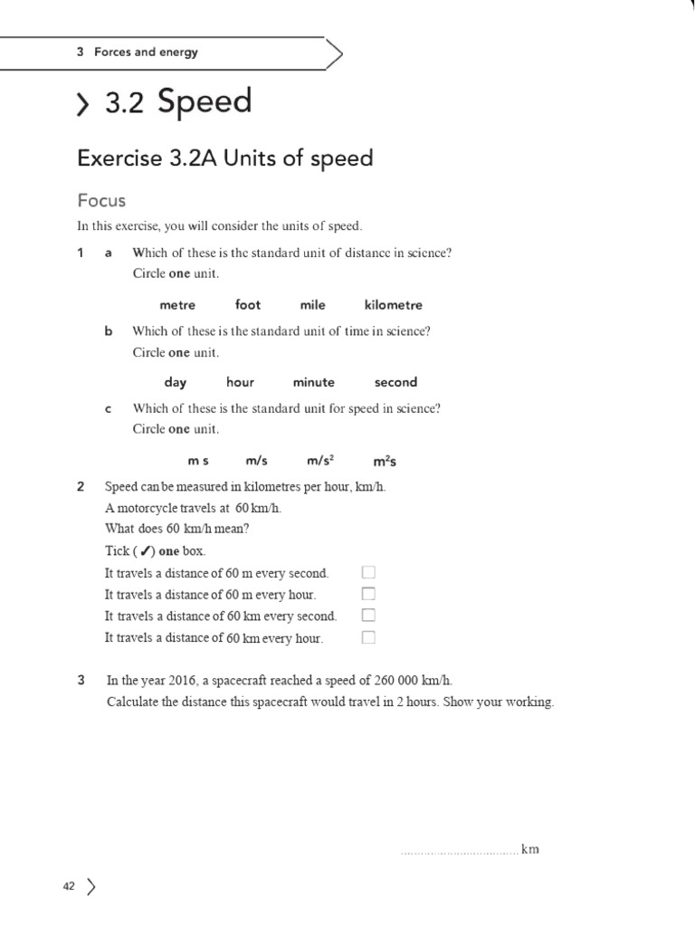 Exercise 3.2 A Units of Speed | PDF