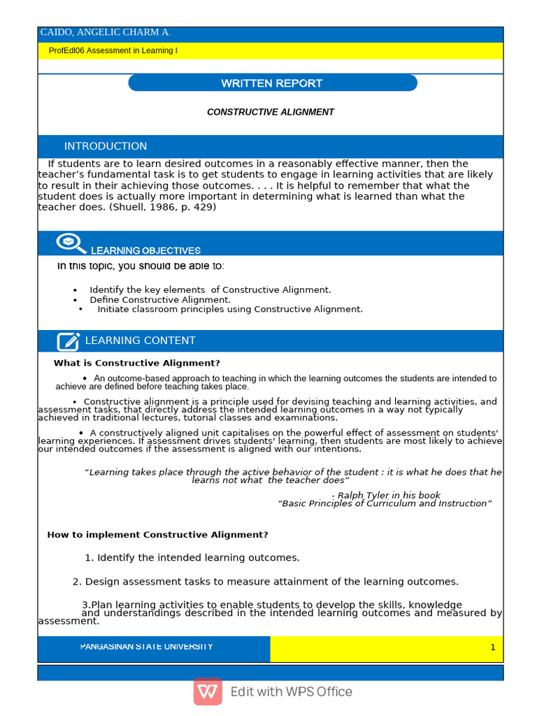 Understanding Constructive Alignment | PDF | Educational Assessment | Learning