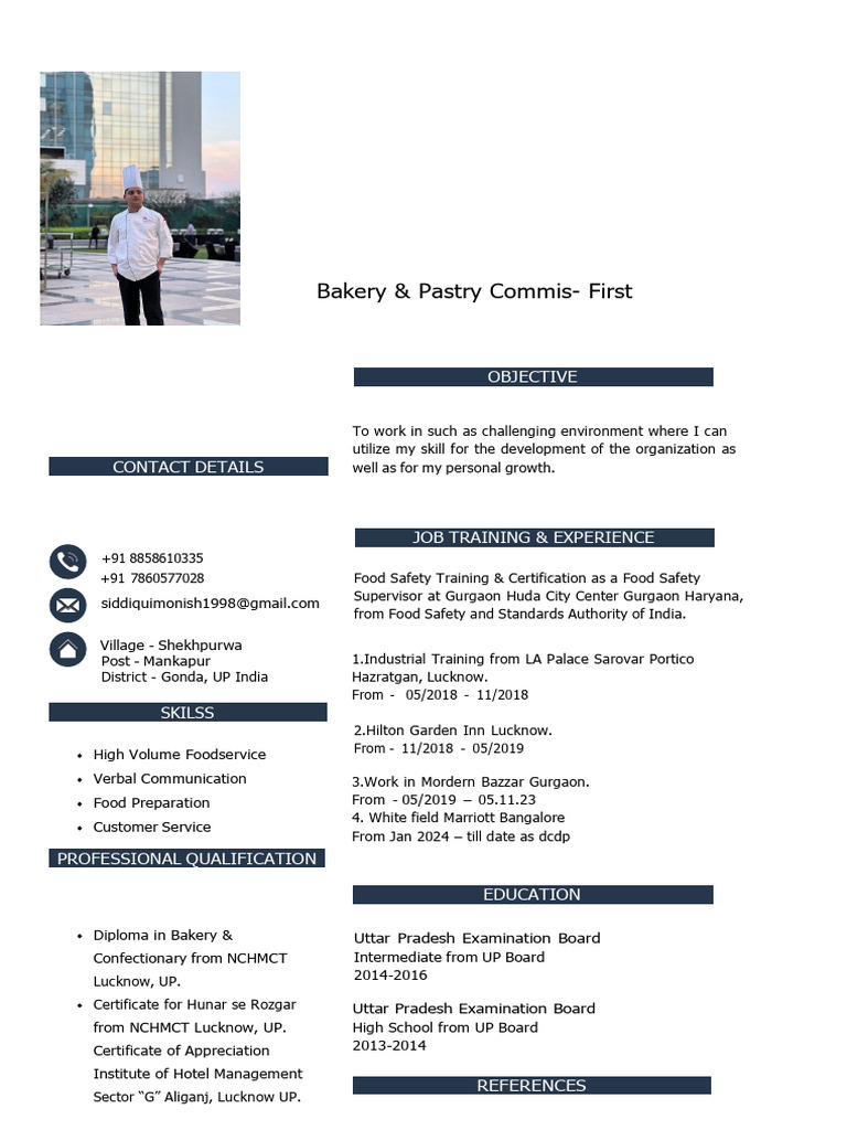 Bakery Commis Resume: Mohammad Monish | PDF