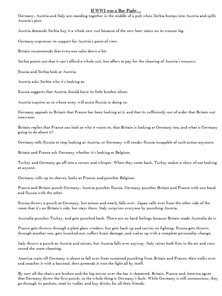 If WWI Was A Bar Fight | PDF | History
