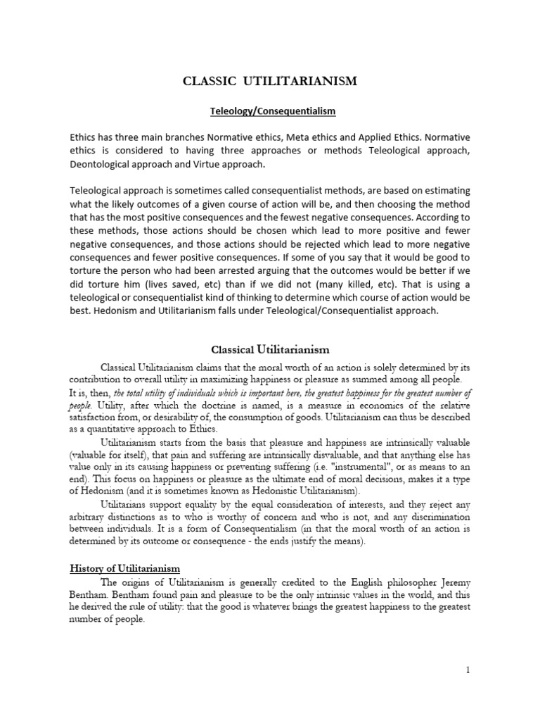 U 2 L 2 Classical Utilitarianism | PDF | Utilitarianism | Pleasure