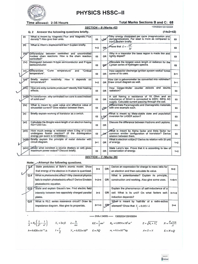 Federal Board Physics HSSC 2 | PDF
