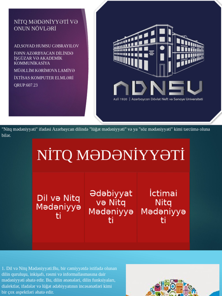 Humsu Cəbrayılov (NİTQ MƏDƏNİYYƏTİ VƏ ONUN NÖVLƏRİ) | PDF