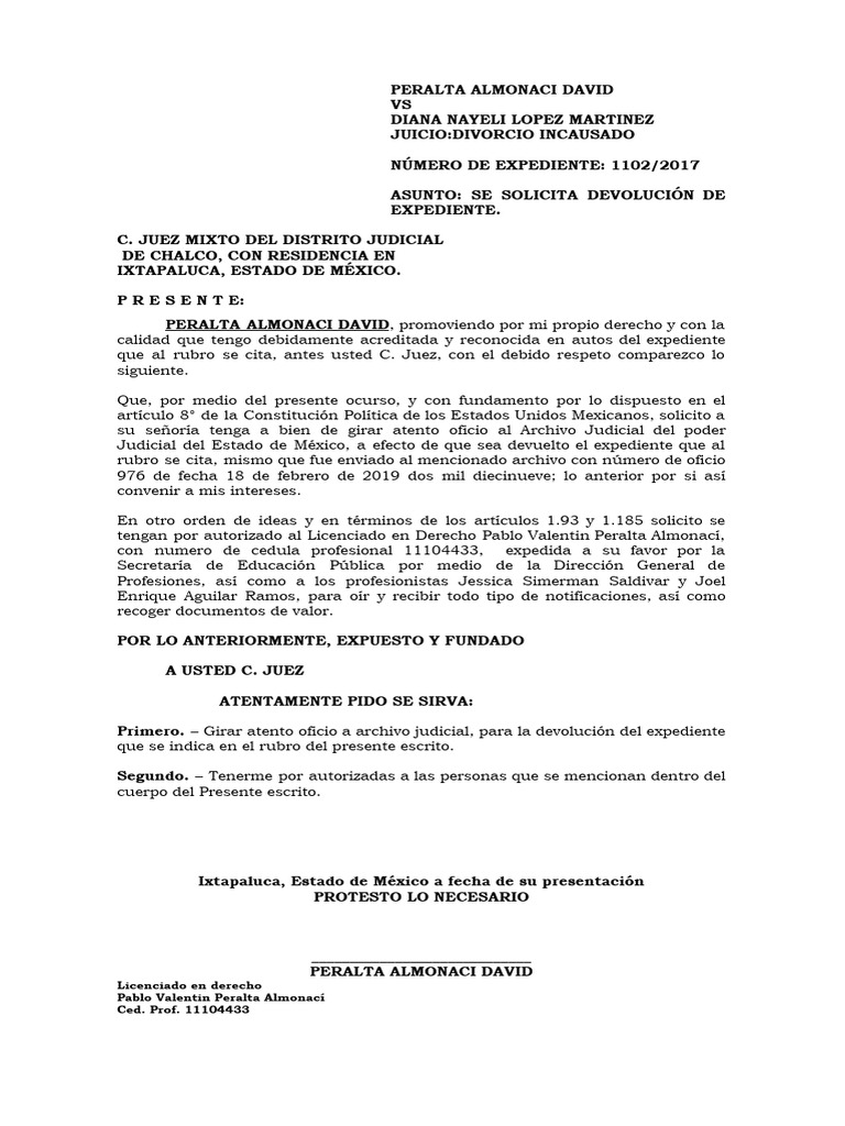 Devolución de Expediente Del Archivo | PDF