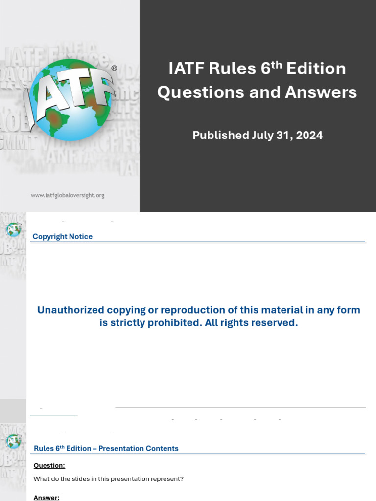 IATF 6th Edition Rules Q&A Guide | PDF | Audit | Professional Certification