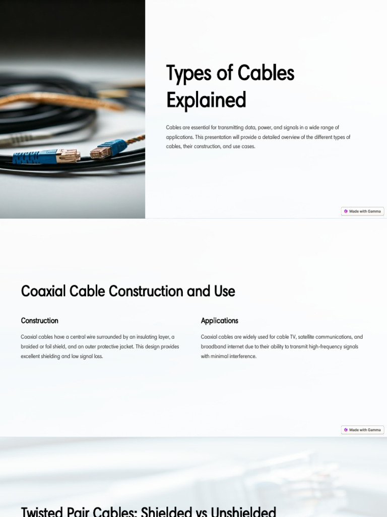 Types of Cables Explained | PDF | Coaxial Cable | Electrical Components