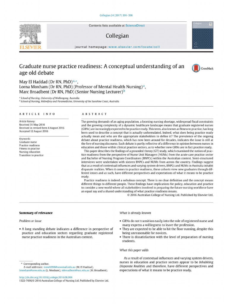 Graduate Nurse Practice Readiness | PDF