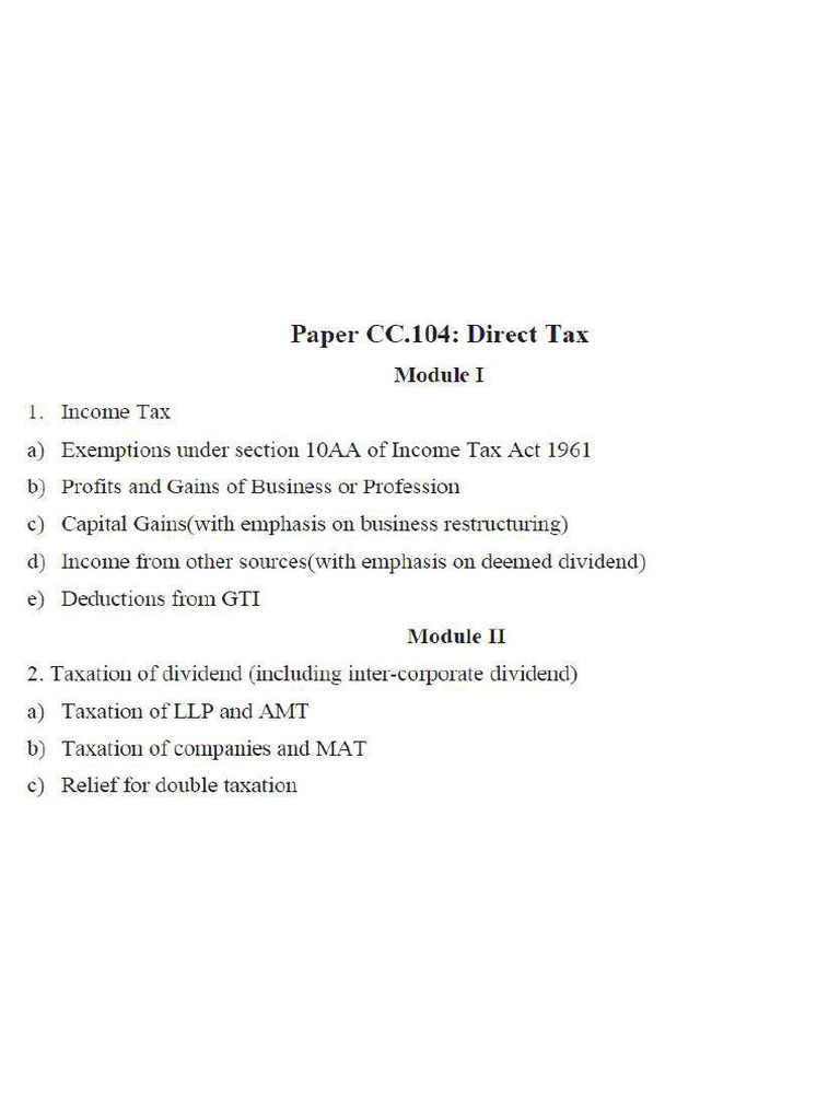 CC 104 - Direct Tax | PDF