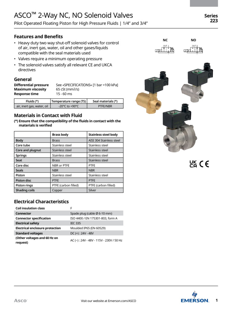 European Catalog Solenoid Valves General Service 223 Asco en 4918820 ...