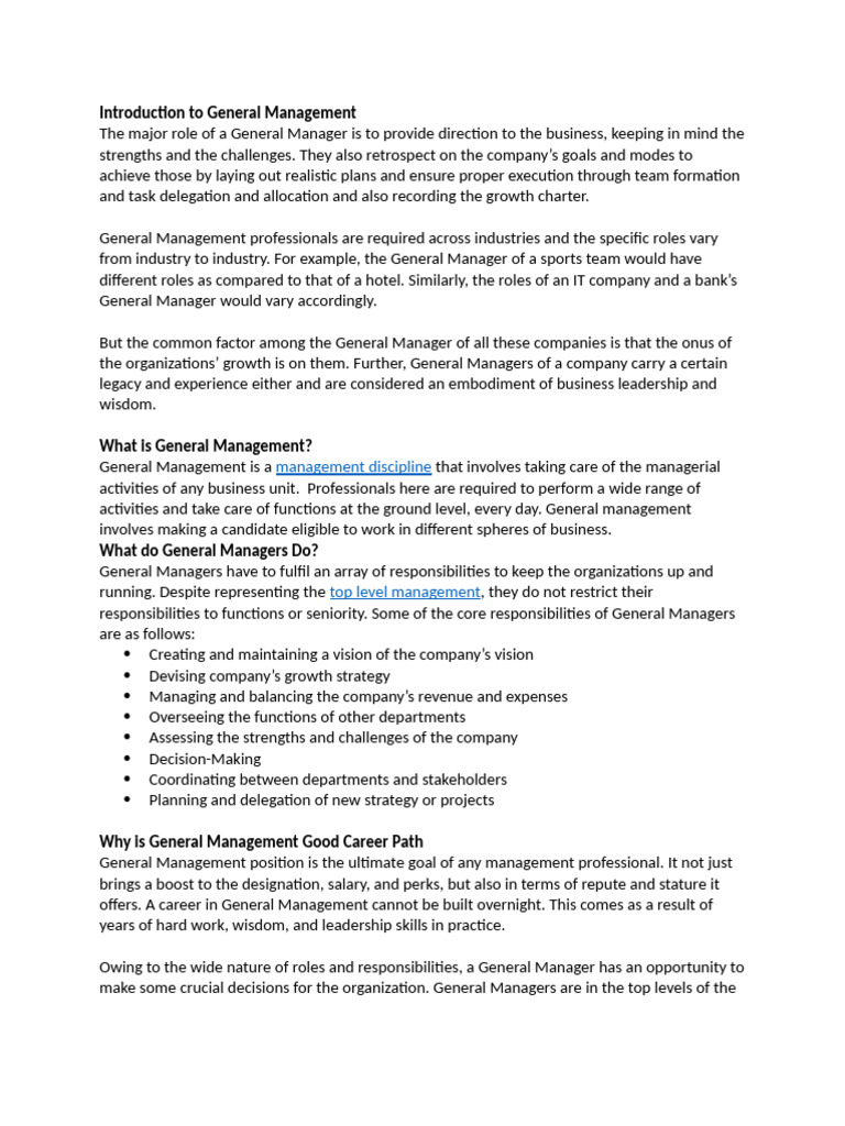 General Management | PDF | Business | Business Economics