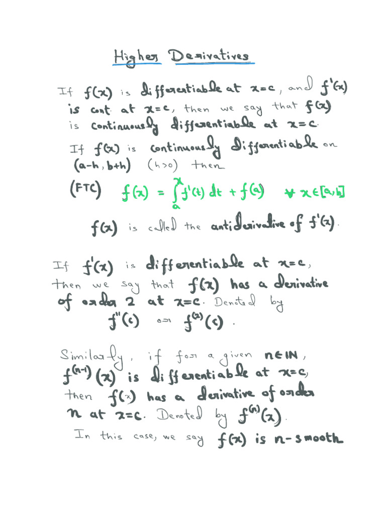 Higher Derivatives | PDF | Calculus | Differential Calculus
