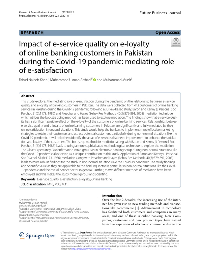 Impact of E-Service Quality On E-Loyalty of Online | PDF | Finance & Money Management | Computers