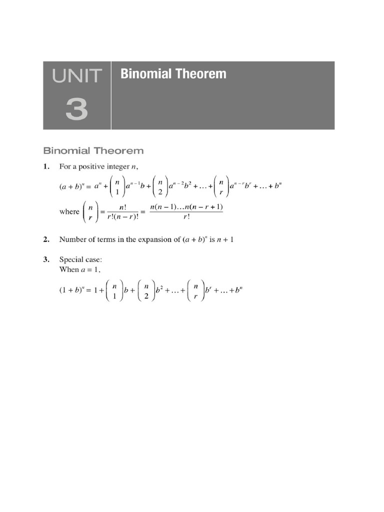 Binomial Theorem Add Maths | PDF