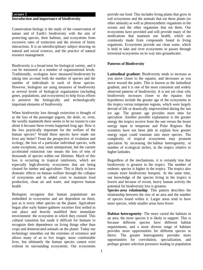 Conservation Lectures | PDF | Habitat Destruction | Biodiversity