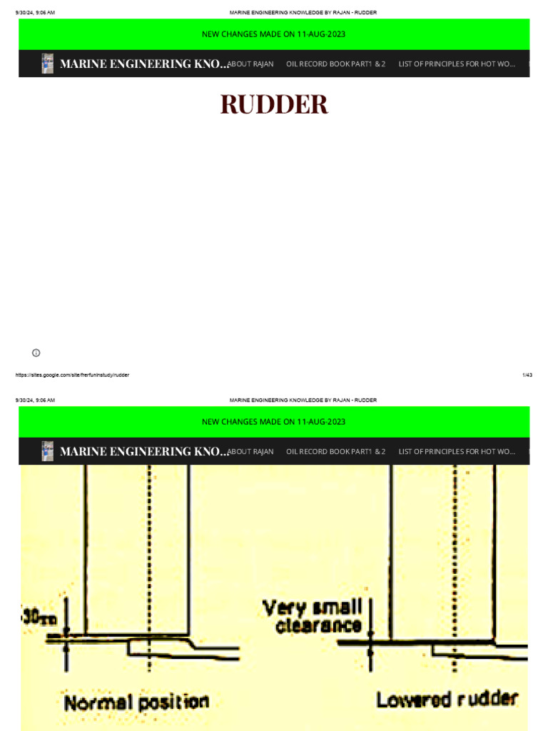 Marine Engineering Knowledge by Rajan - Rudder | PDF | Corrosion | Rudder
