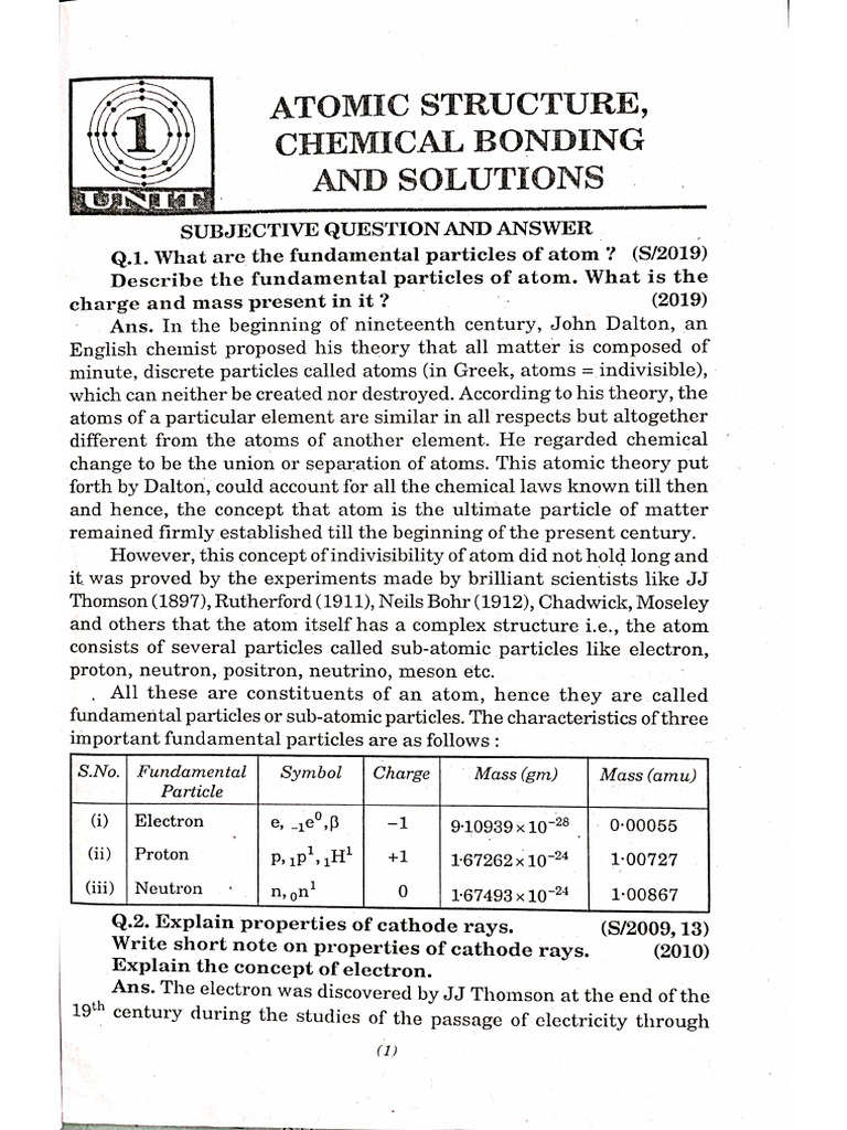 Chemistry Unit 1 . English Medium Sem1 | PDF