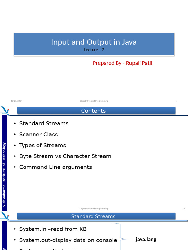 Lecture7 Input Output 1 | PDF | Command Line Interface | Parameter (Computer Programming)