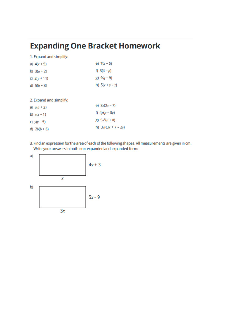 Expanding Brackets Worksheet Year 8 | PDF