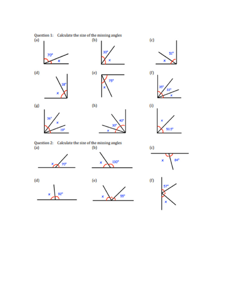 Angle Practice Calculate | PDF
