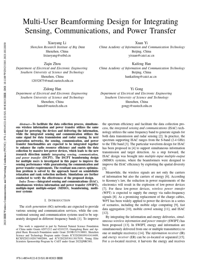 Multi-User Beamforming for ISCPT | PDF | Mimo | Radio Technology