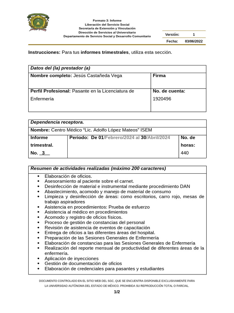 Informe Jesus Gaby | PDF | Enfermería