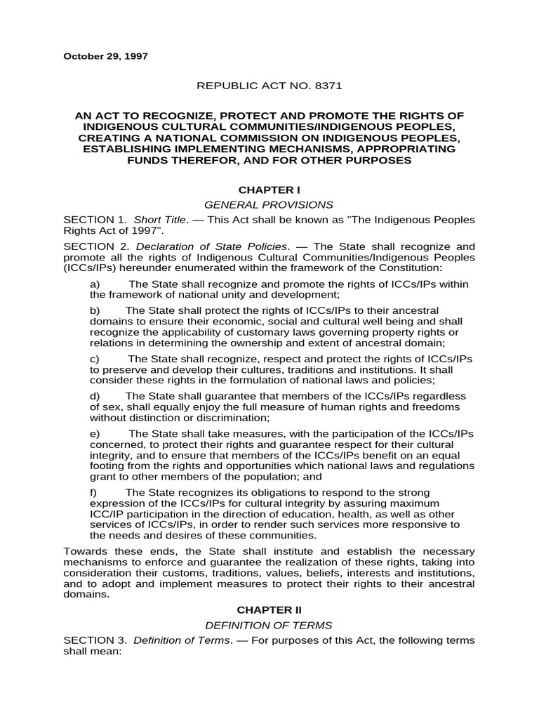 Indigenous Peoples Rights Act 1997 | PDF | Traditional Knowledge ...