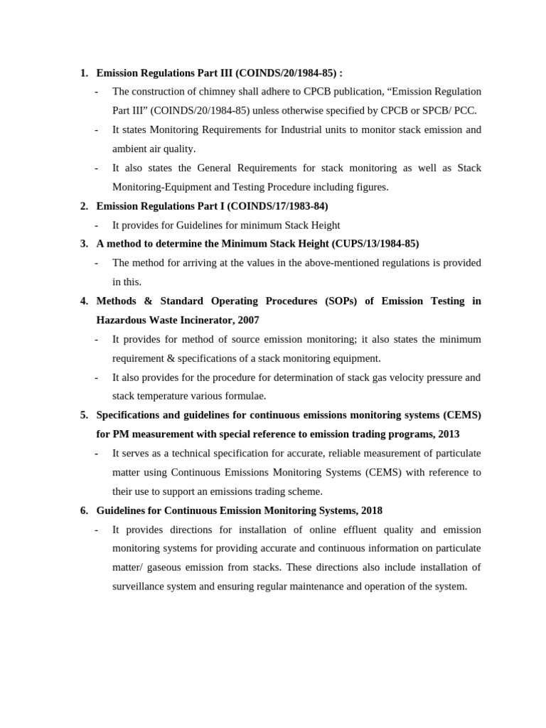 Stack Emission Regulations & Guidelines | PDF
