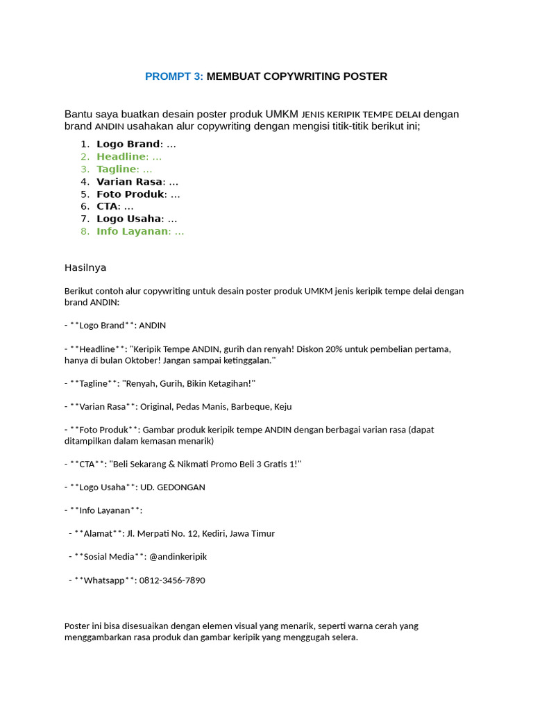 PROMPT 3_BUAT COPYWRITING POSTER | PDF