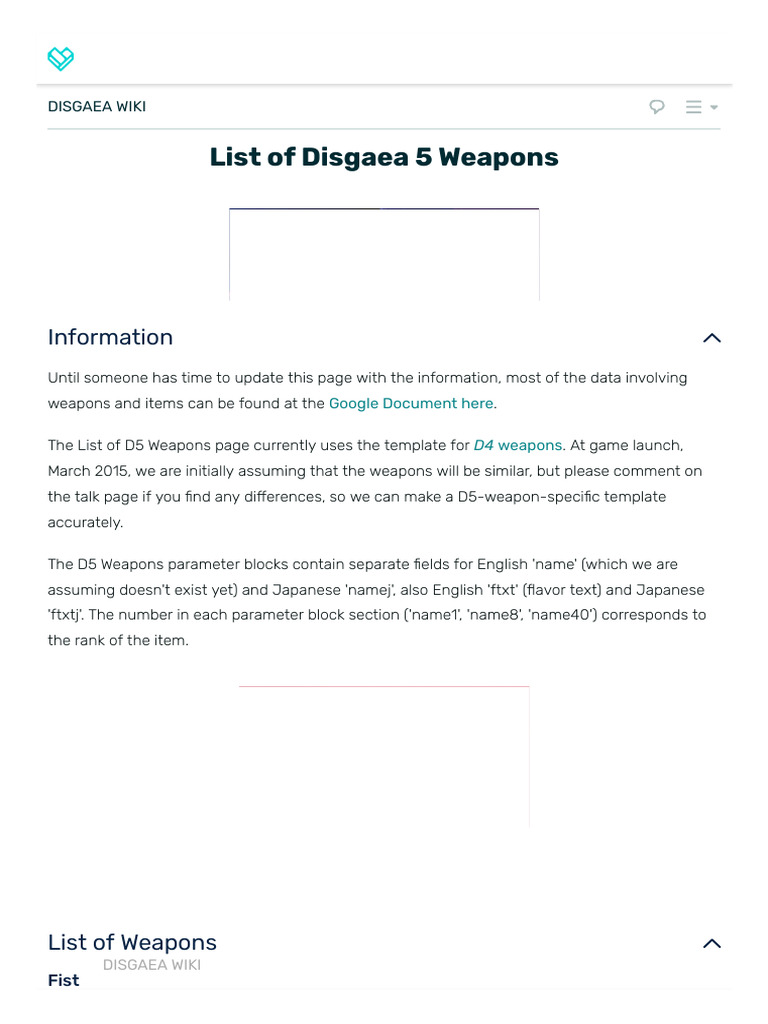 Disgaea 5 Weapon Stats and Skills | PDF | Sword | Spear