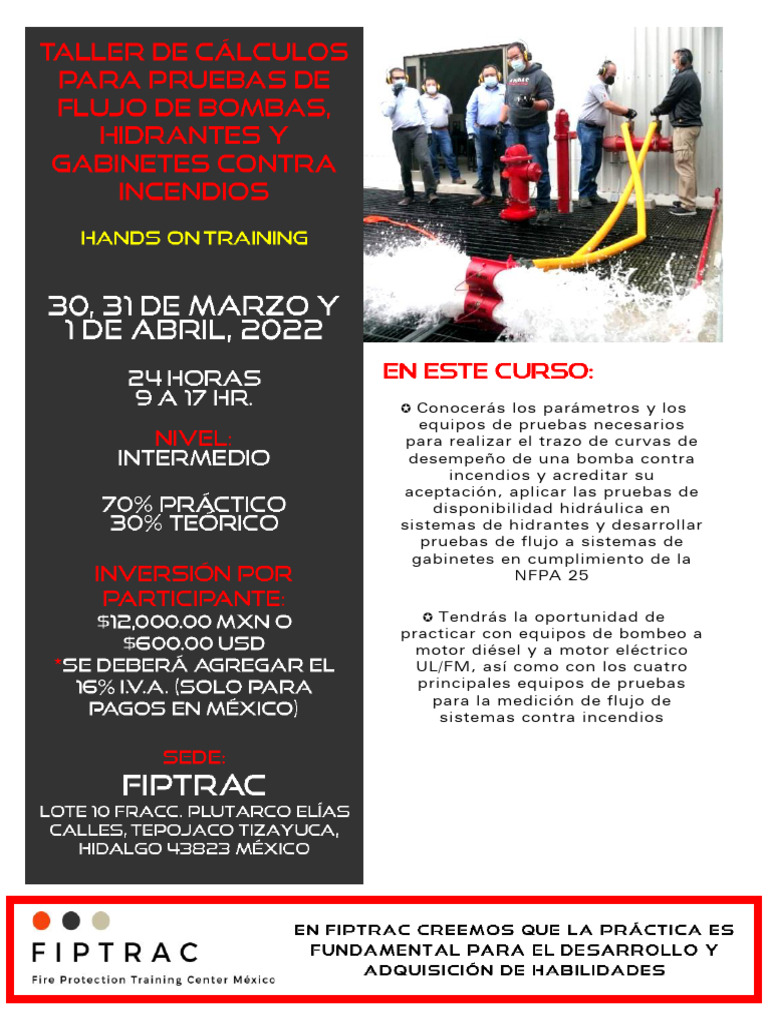 Taller de Calculos para Pruebas de Flujo de Bombas, Hidrantes y ...