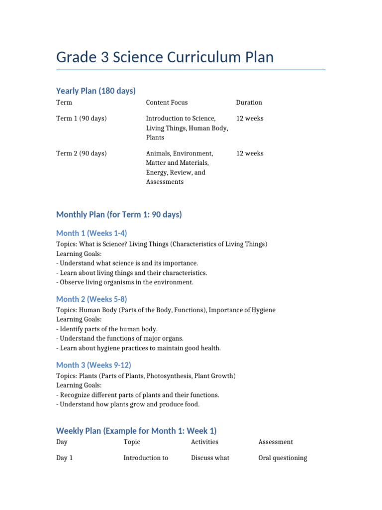 Grade 3 Science Curriculum Overview | PDF | Science | Life