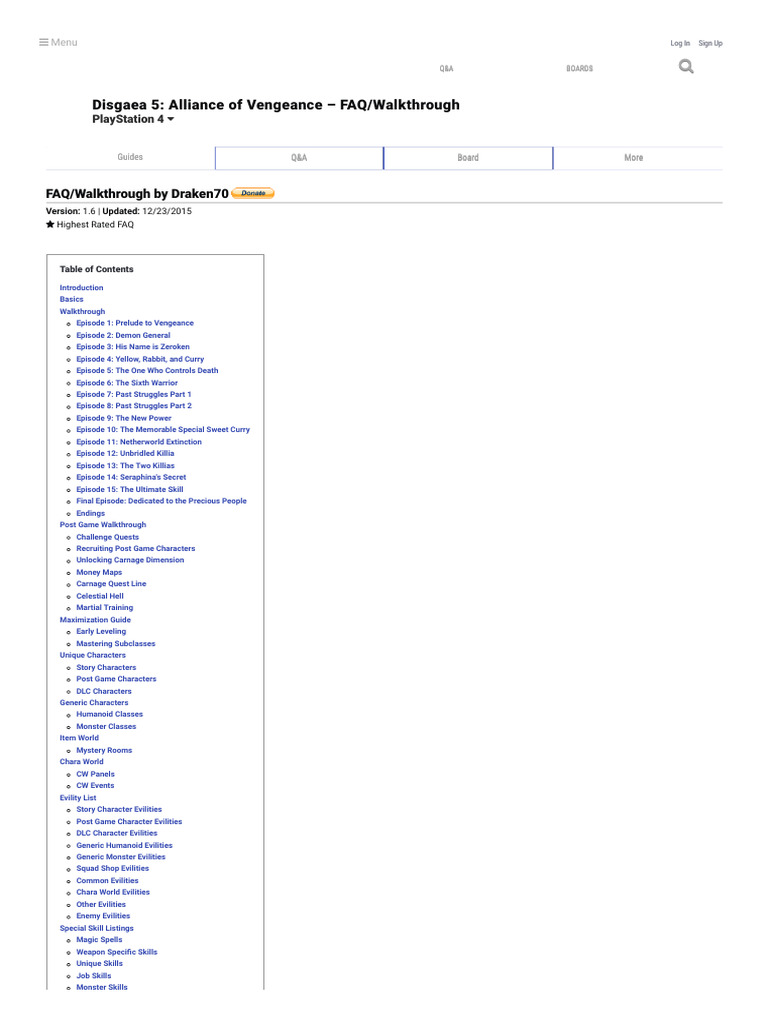 Disgaea 5 - Alliance of Vengeance - FAQ - Walkthrough - PlayStation 4 ...