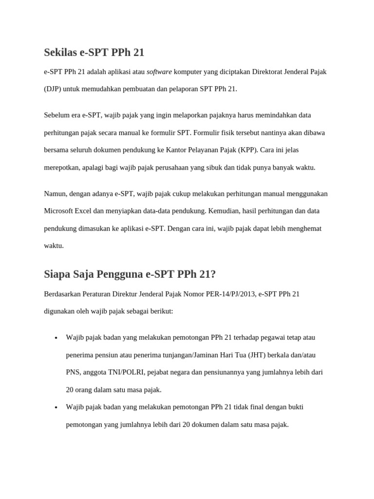 Panduan Lengkap e-SPT PPh 21 | PDF | Bisnis | Pengelolaan Keuangan & Uang