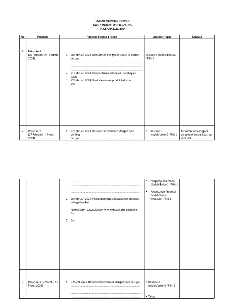 Lembar Aktivitas Kwu 4 | PDF