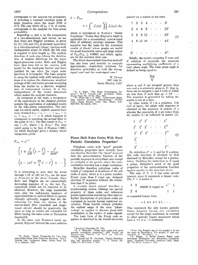 Ref 230 47 Phase Shift Pulse Codes With Good Periodic Correlation ...