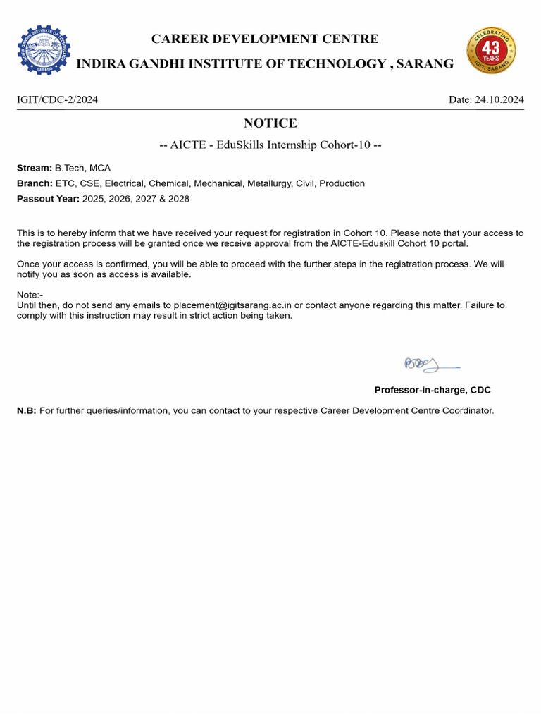 AICTE - EduSkills Internship Cohort-10 (FY-2025, 2026, 2027 & 2028) | PDF