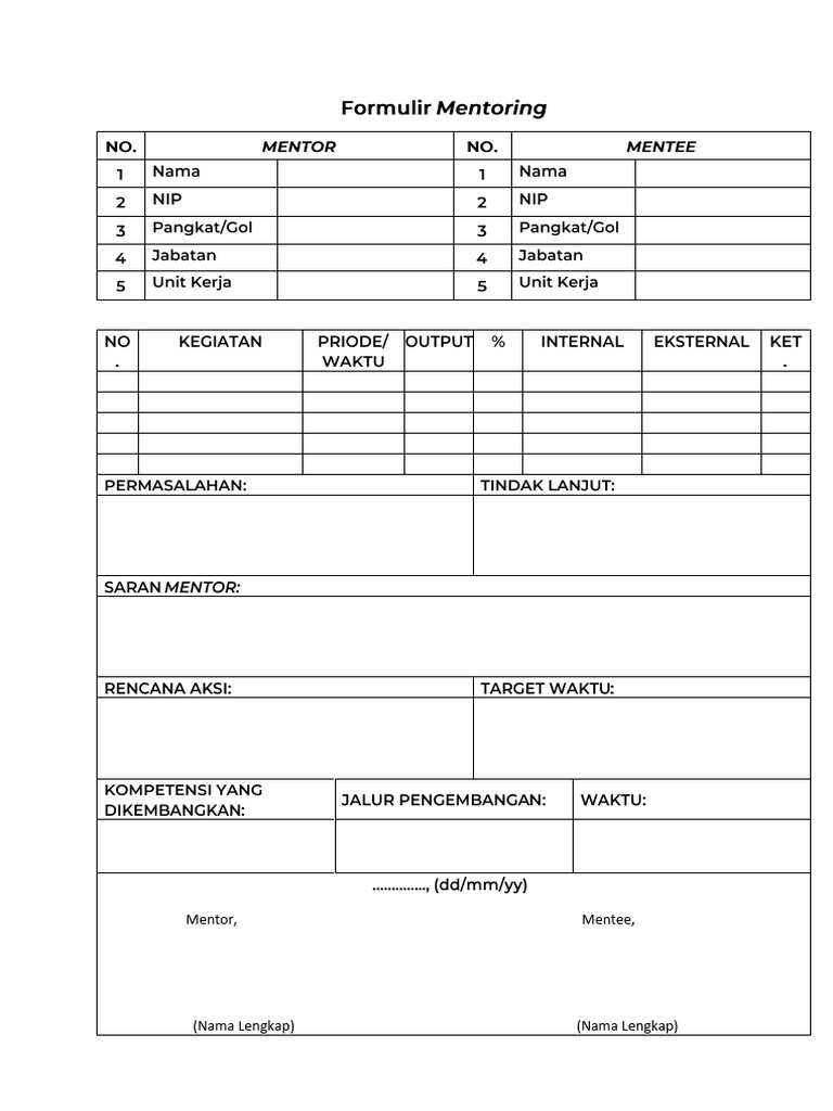 Formulir Mentoring yang Baru | PDF