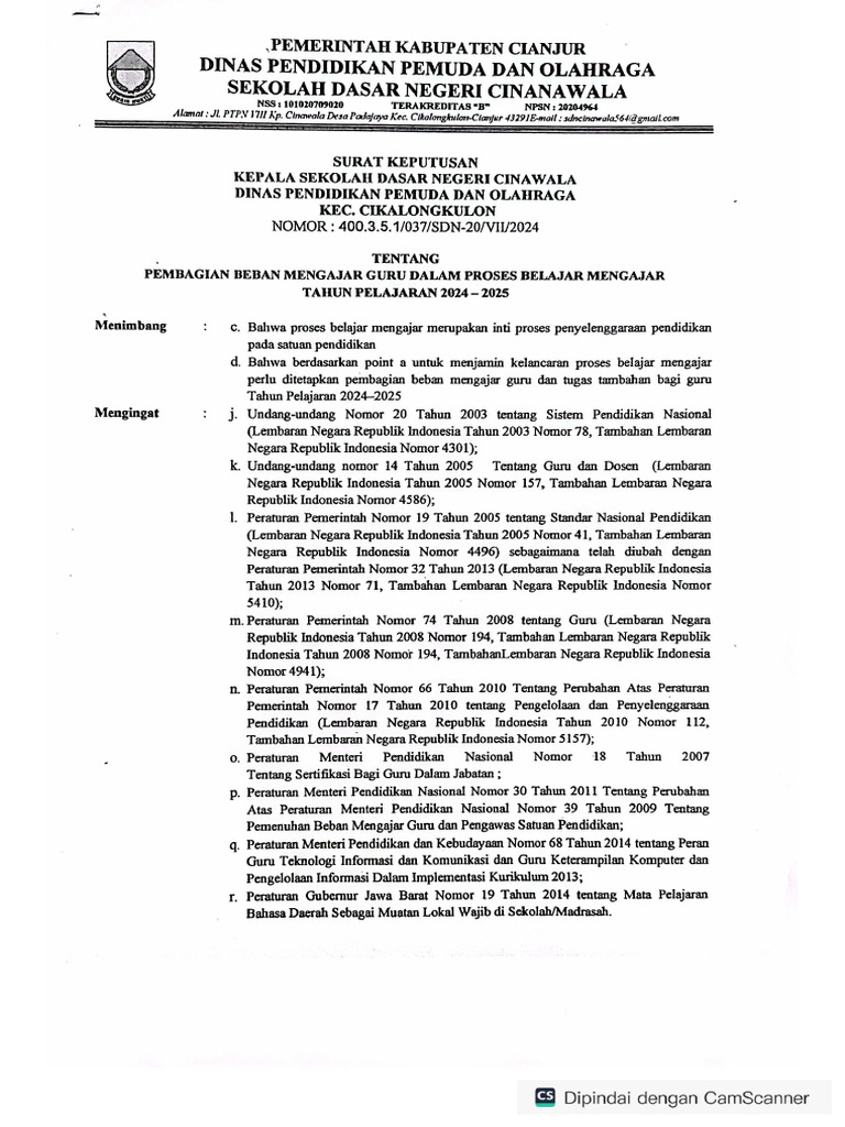 Pembagian Mengajar Farhan 2024 | PDF