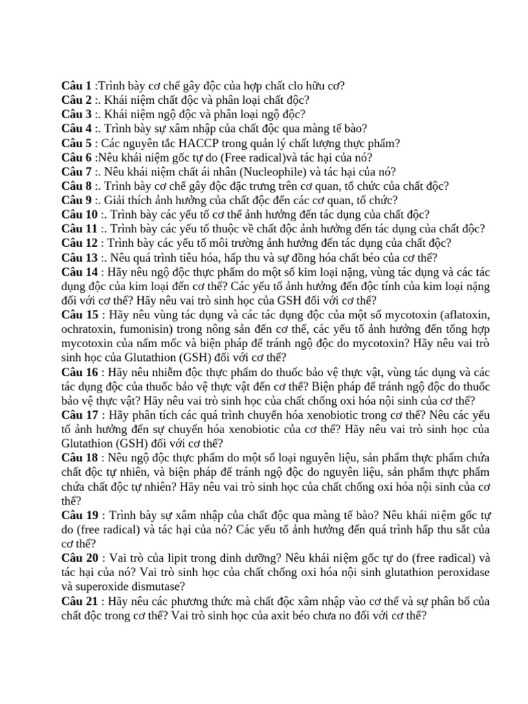 De Cuong 60 - 62 CNTP (Hoc Phan - Dinh Duong - Doc Hoc Va ATTP) | PDF