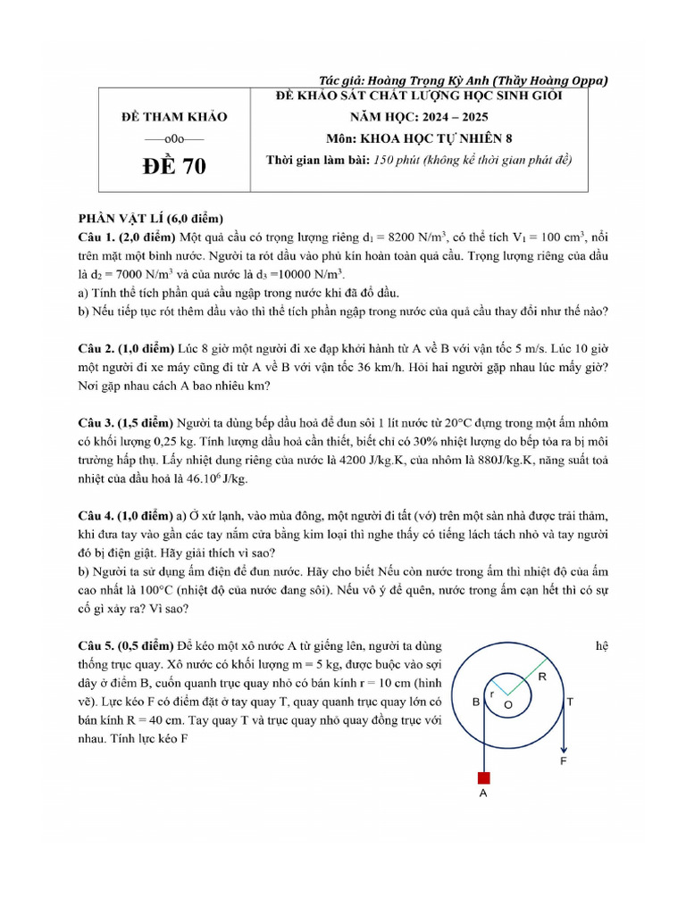 Bản Xem 120 Đề Thi Học Sinh Giỏi KHTN 8 Có Lời Giải Chi Tiêt | PDF