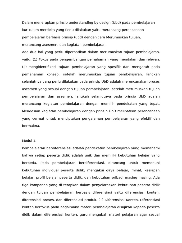 Dalam Menerapkan Prinsip Understanding by Design Pada Pembelajaran Yang Perlu Dilakukan Yaitu ...