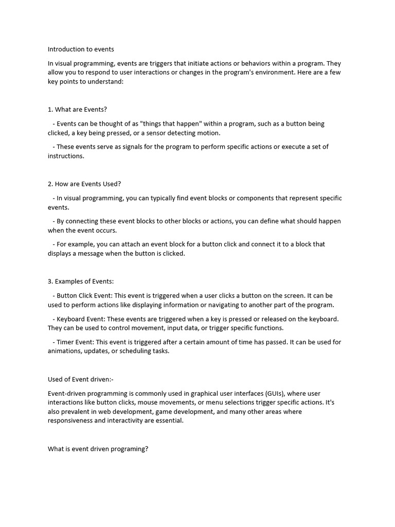 Introduction To Events | PDF | Window (Computing) | Menu (Computing)