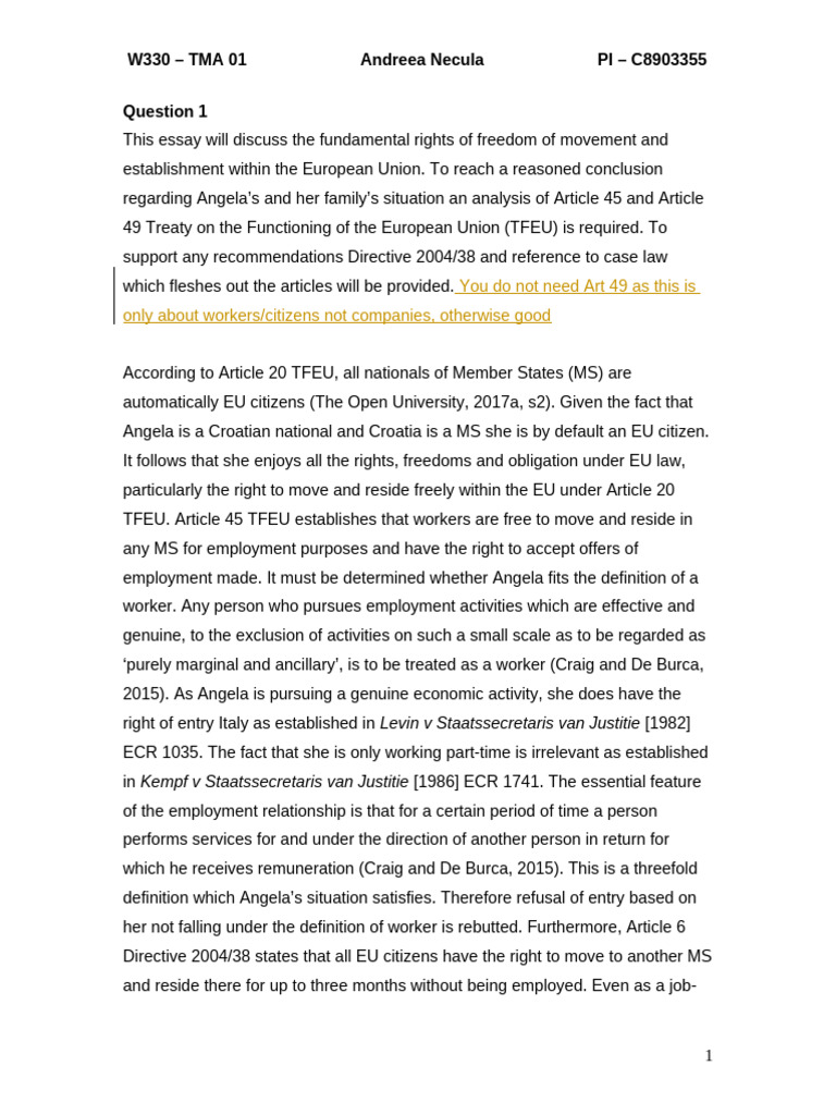 Tma 02 - w330 Andreea Necula-Marked | PDF | Citizenship | European Union