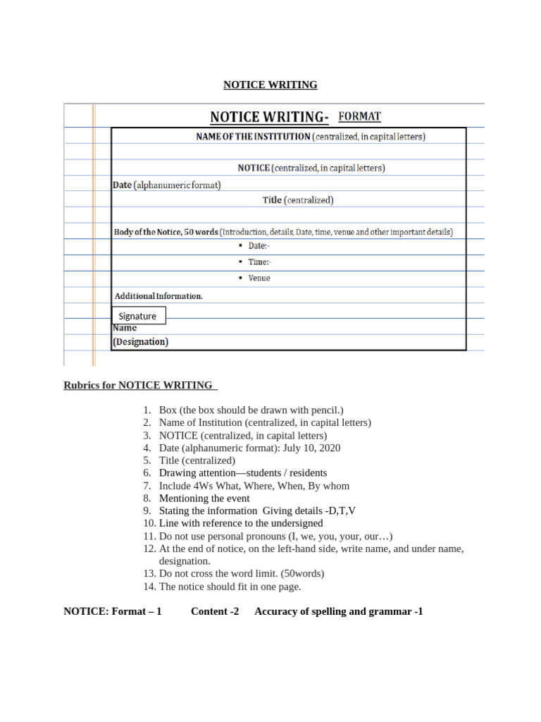 Notice Writing Guidelines and Samples | PDF | Travel